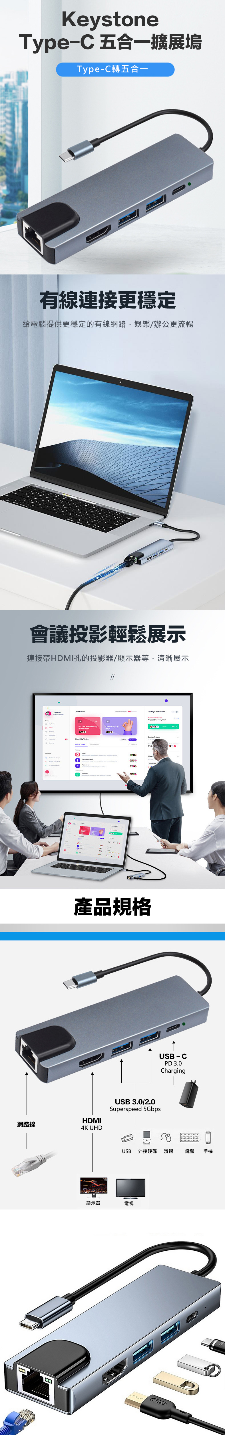Keystone Type-C 五合一擴展塢 | 楔石攝影怪兵器